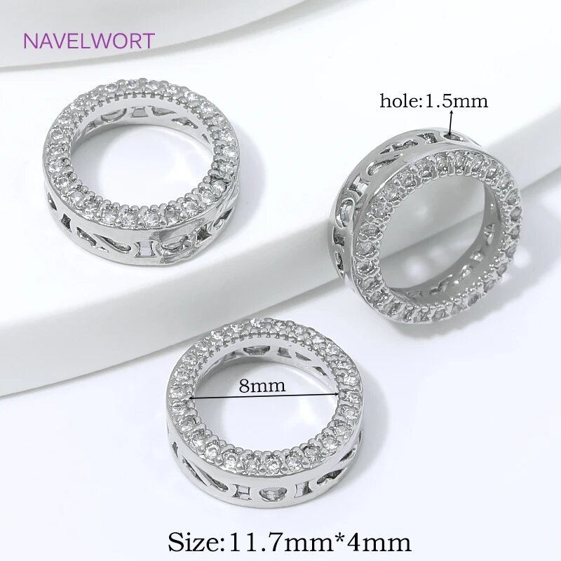 NAVELWORT Золотопокрытые Латунные Рамки для Бусин 4 Pieces, Rhodium Plated