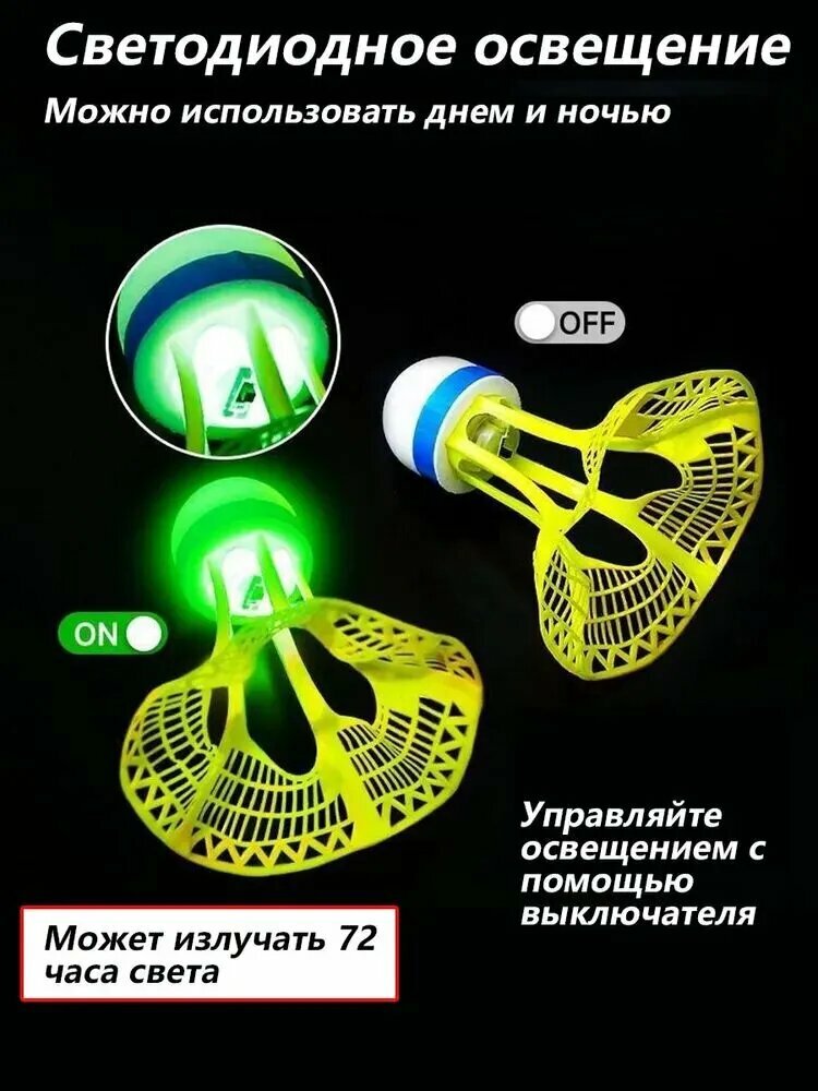 Светящийся бадминтонный тренировочный мяч для ночного использования, с ночным светом, высокая упругость, устойчив к — фото 1