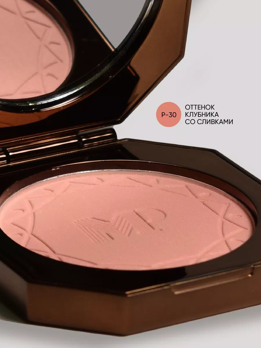 Румяна матовые нежные Moda Pop, оттенок P-30 (клубника со сливками), со встроенным зеркалом — фото 1
