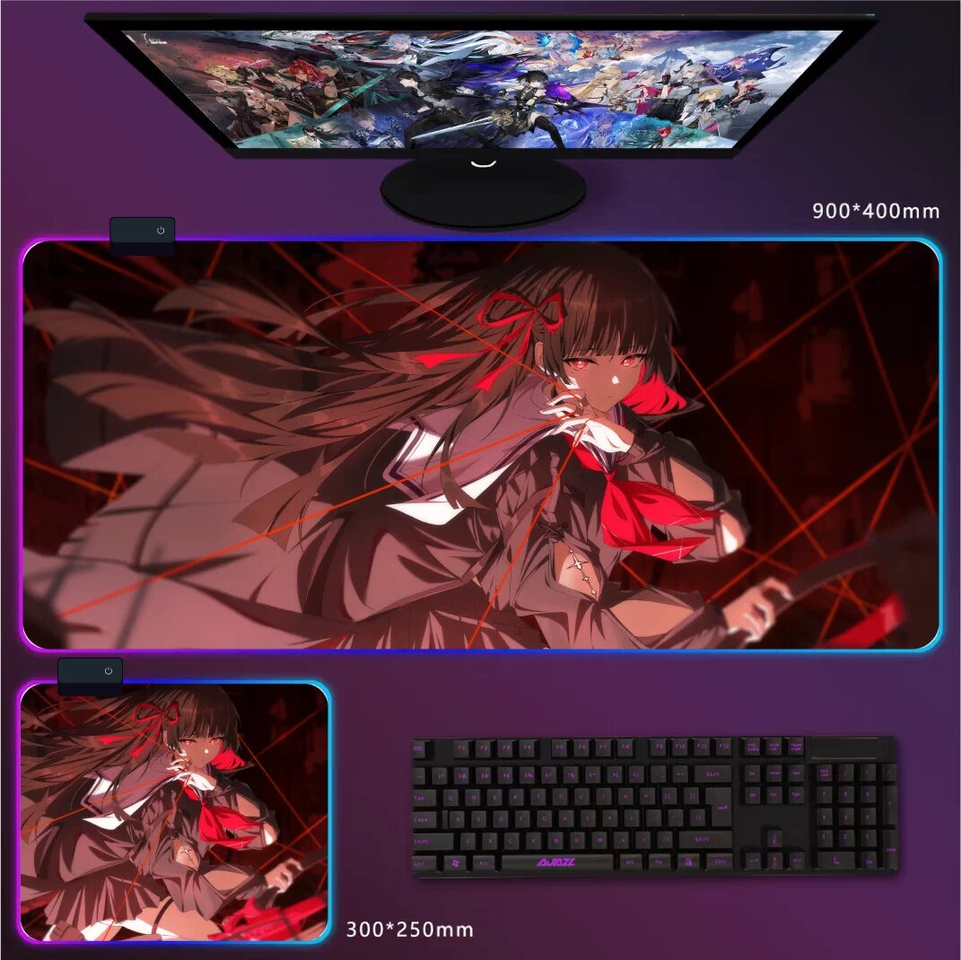 Коврик для мыши с RGB-подсветкой 3 мм толщина 900x400 мм большой для офиса и гейминга