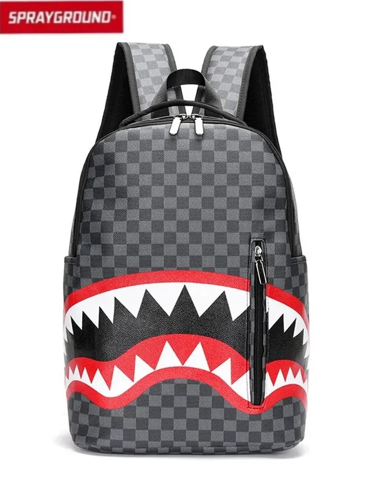 Рюкзак Sprayground Shark Checkered для унисекс, из искусственной кожи, с отделением для ноутбука и телефона