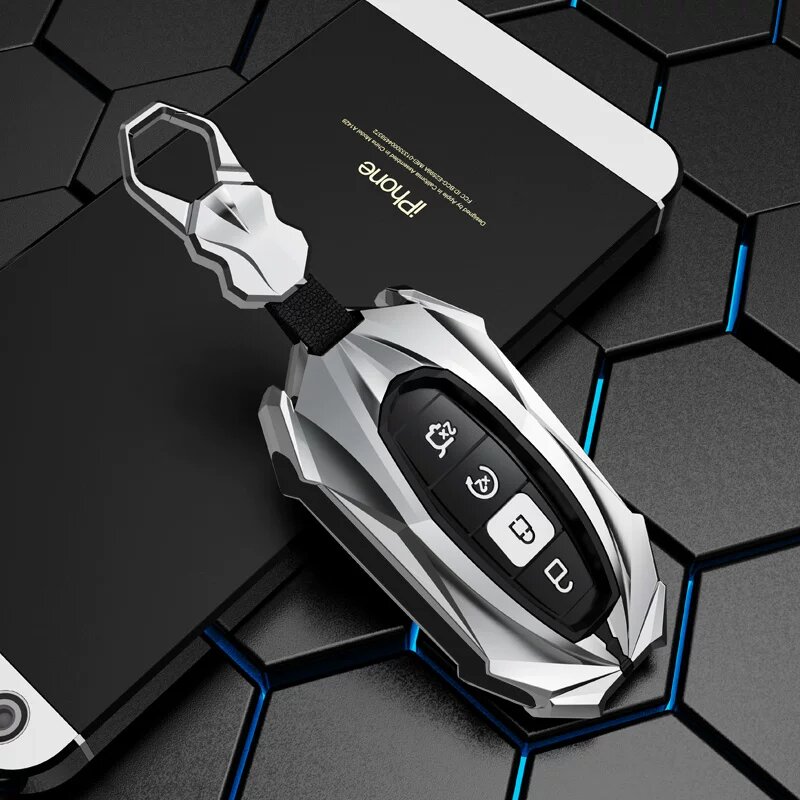 Ключевой брелок Lincoln B Model с улучшенными ночными кнопками, серебристым покрытием и декоративной застежкой для