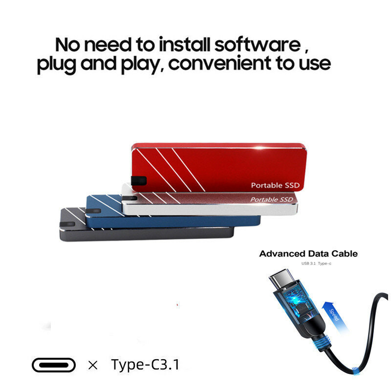 Портативный SSD 8 ТБ USB 3.2 Gen 2 Высокая скорость передачи данных Синий цвет Компактный для ноутбука и мобильных