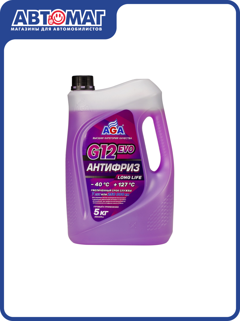 Антифриз AGA G12evo LONG LIFE, фиолетовый (5 кг.), AGA329LL