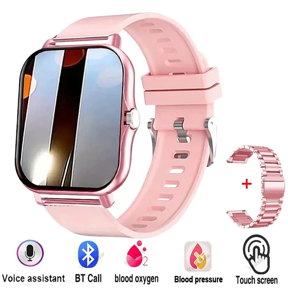 Умные часы Bluetooth для мужчин и женщин Розовый, Pink Steel