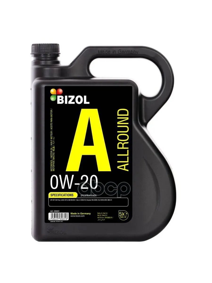 BIZOL 0W20 Bizol 5Л Нс-Синтетика Allround Api Sp/Sn Plus Ils
