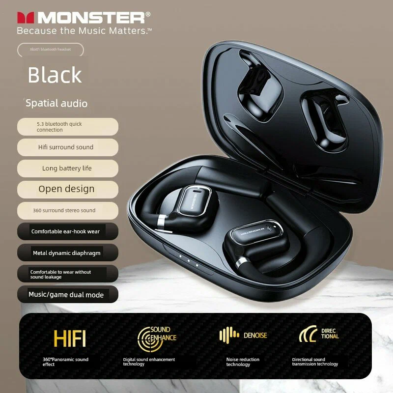 Monster XKO01 беспроводные наушники с шапкой и шумоподавлением, спортивная посадка, Black