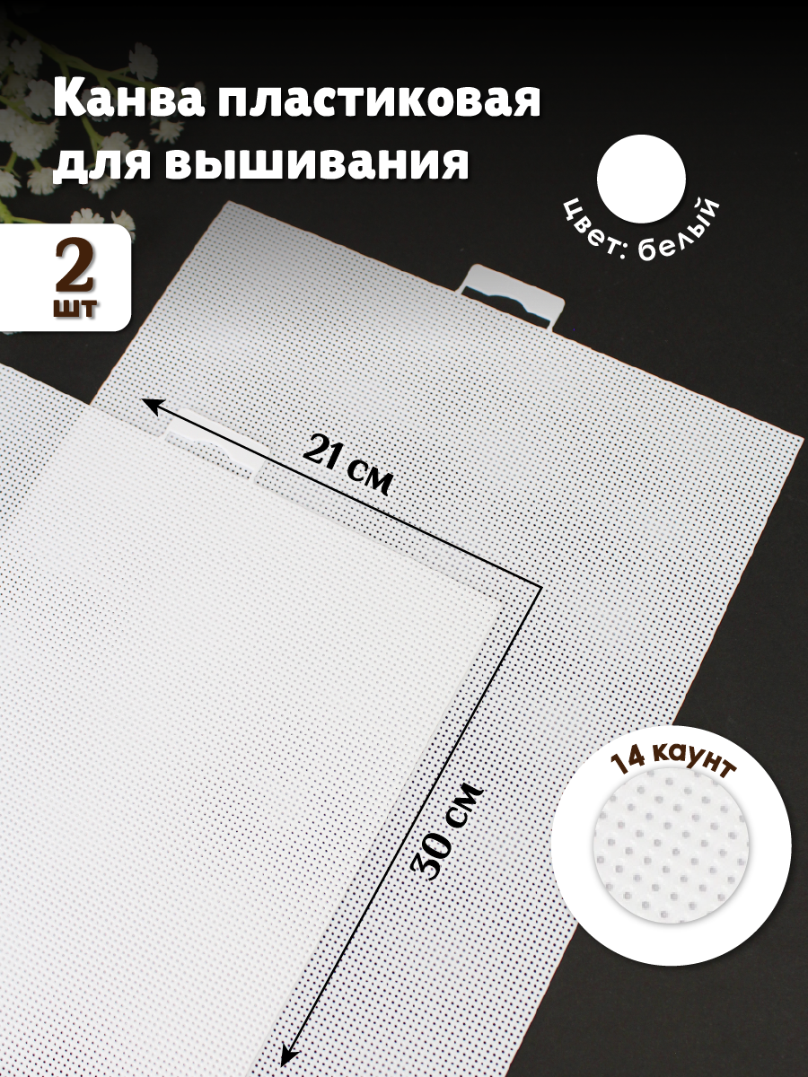 Канва для вышивания пластиковая 2 штуки в комплекте, размер 21*28 см