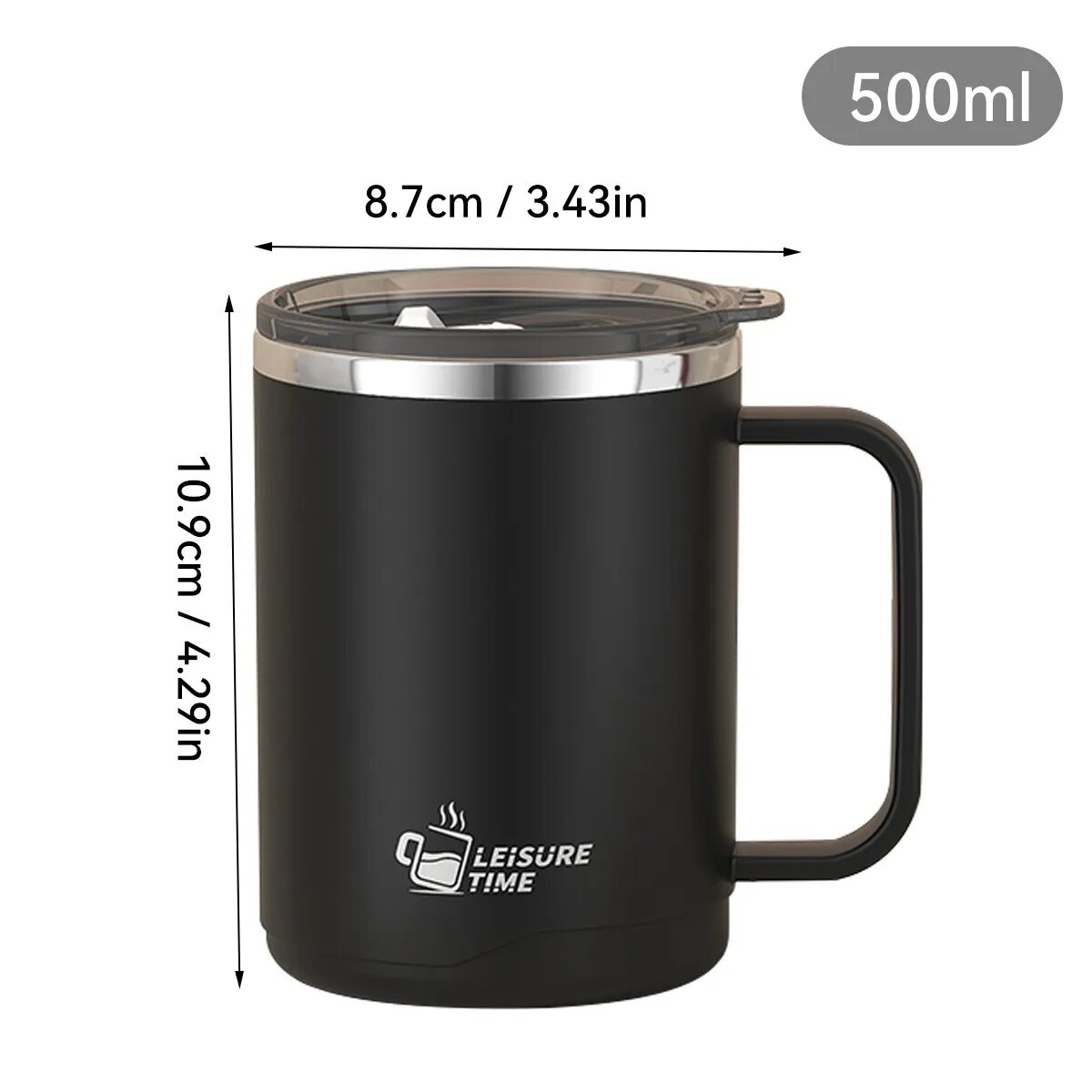 Термокружка WORTHBUY из нержавеющей стали 304 Черный, Black