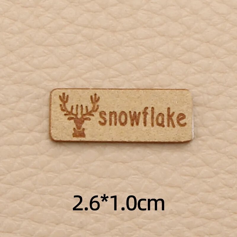 Кожаные нашивки "snowflake" 2.6*1.0см, 5PCS NO.02
