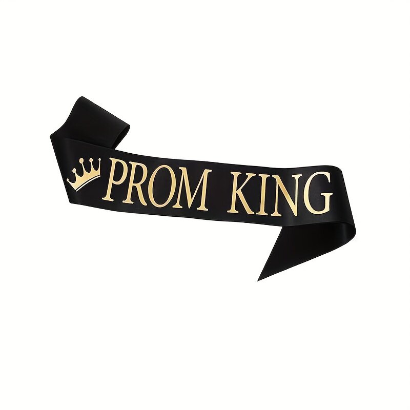Набор тканевых лент Prom King и Prom Queen чёрно-золотого цвета для выпускного вечера и школьного мероприятия