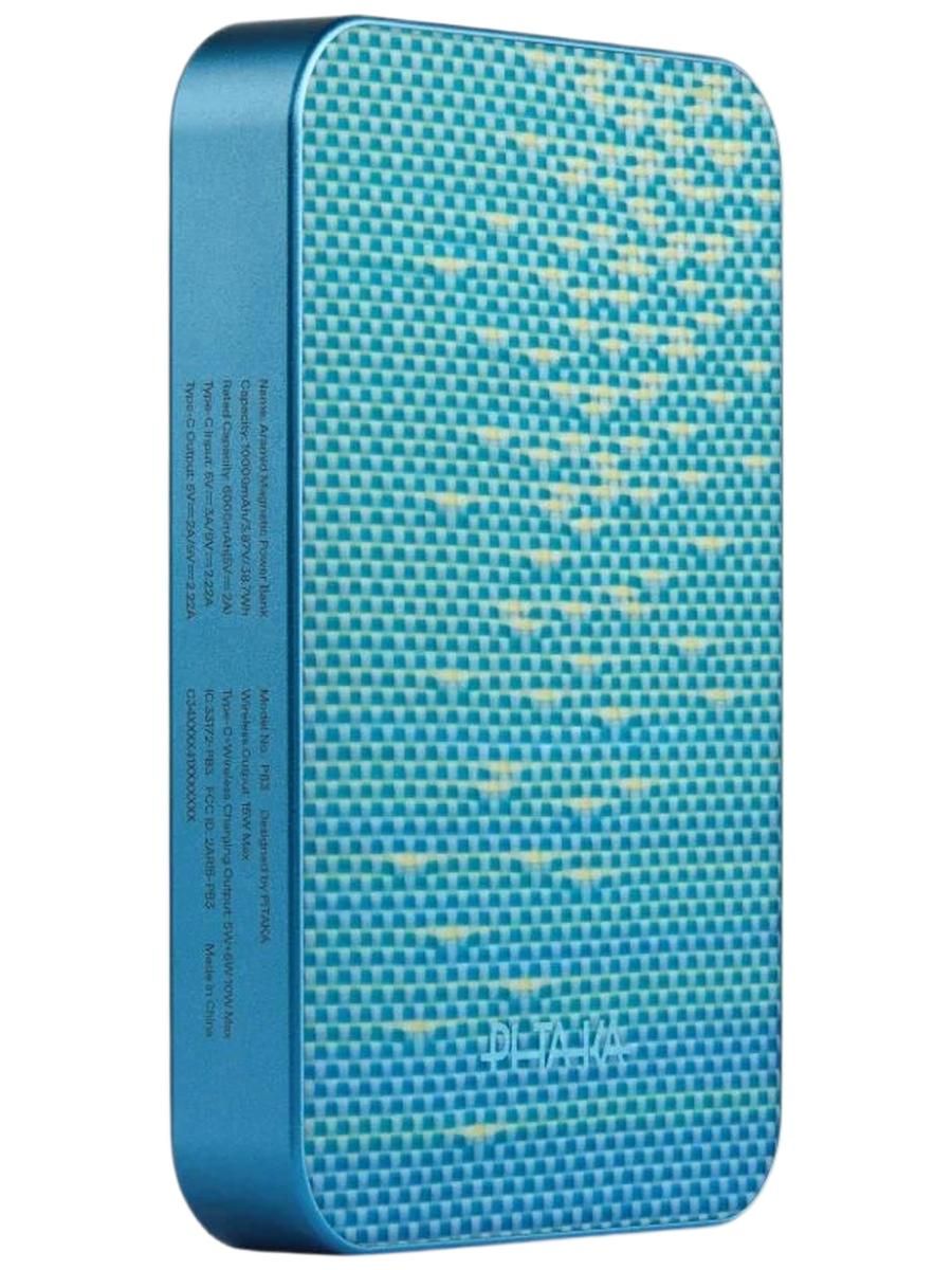 Беспроводное зарядное устройство Power Bank Pitaka на 10 000 мАч Qi2, Голубой Lucid Blue