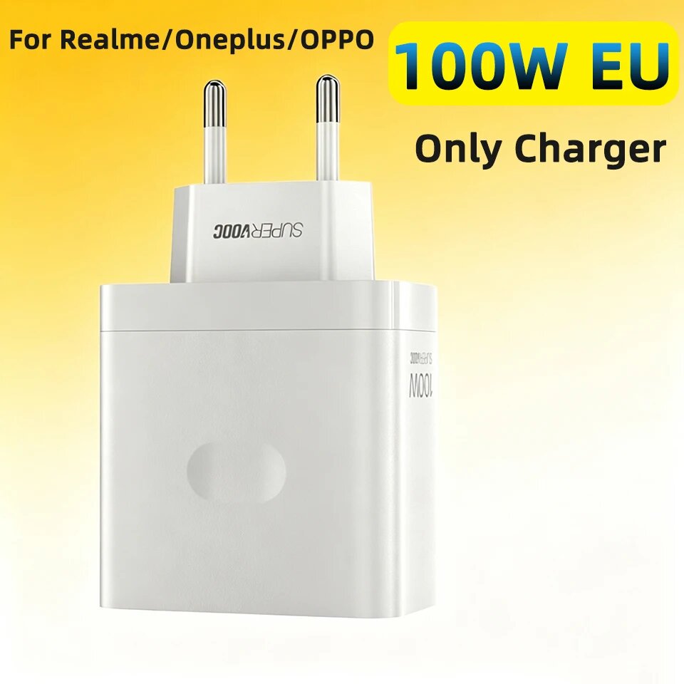 Оригинальное зарядное устройство Realme 100W SuperVOOC, адаптер 80W для Белый, Only 100W EU Plug