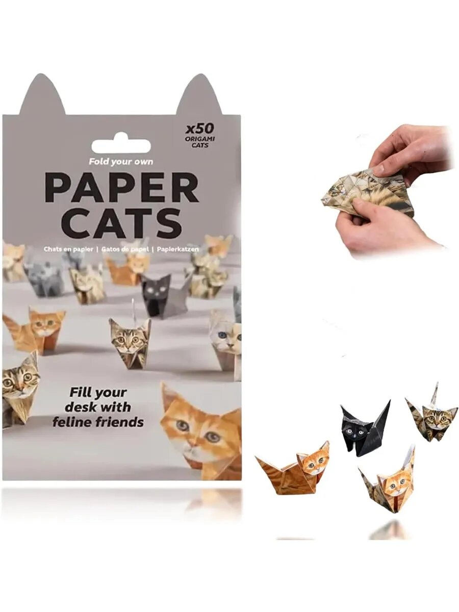 Bobknow 50ШТ DIY Paper Cats Origami, набор для оригами с
