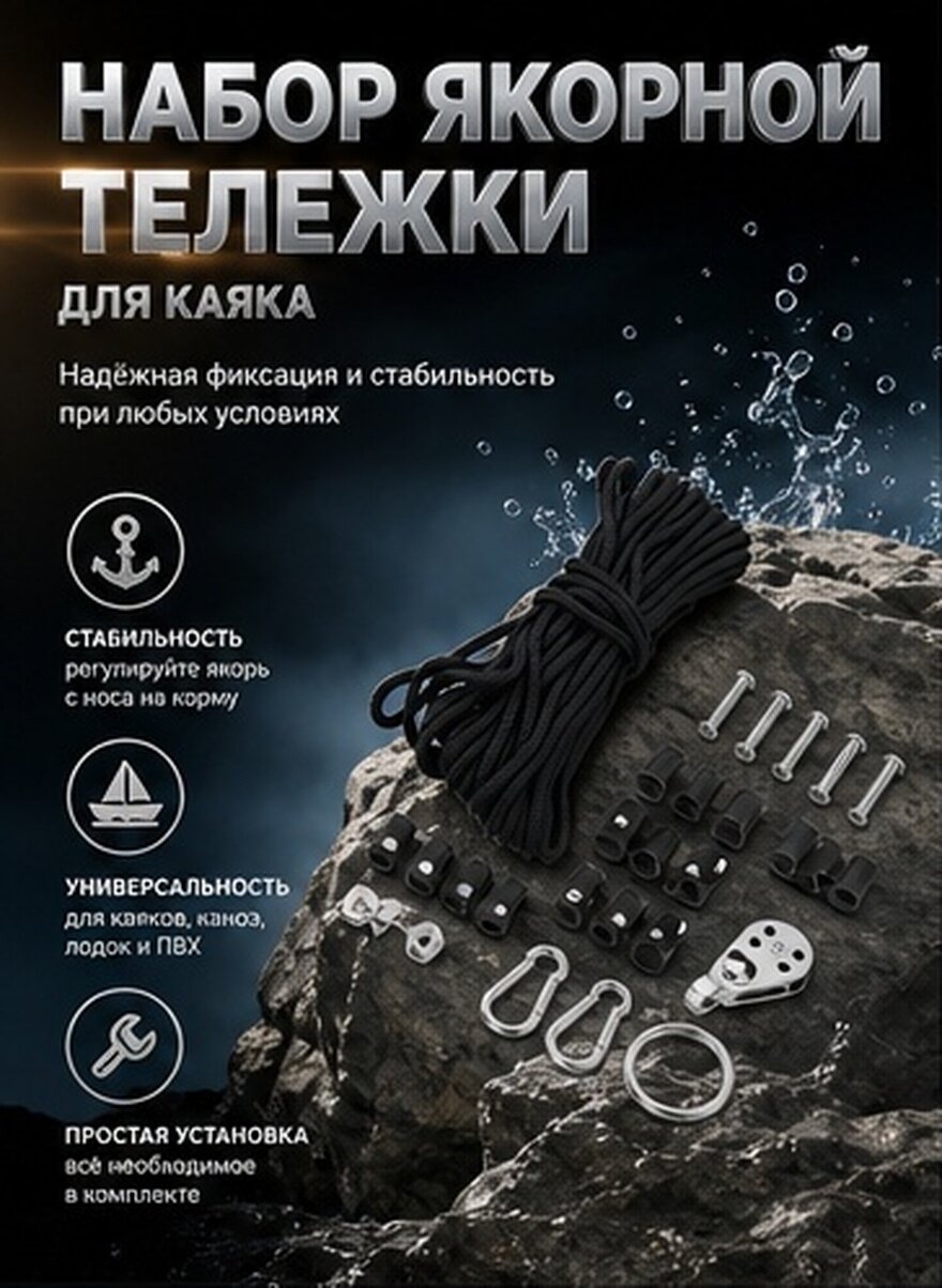 Набор Для Каяка 1 Шт Аксессуары Для Анкоровской Тележки Чёрного Цвета 8 5X4 5Cm