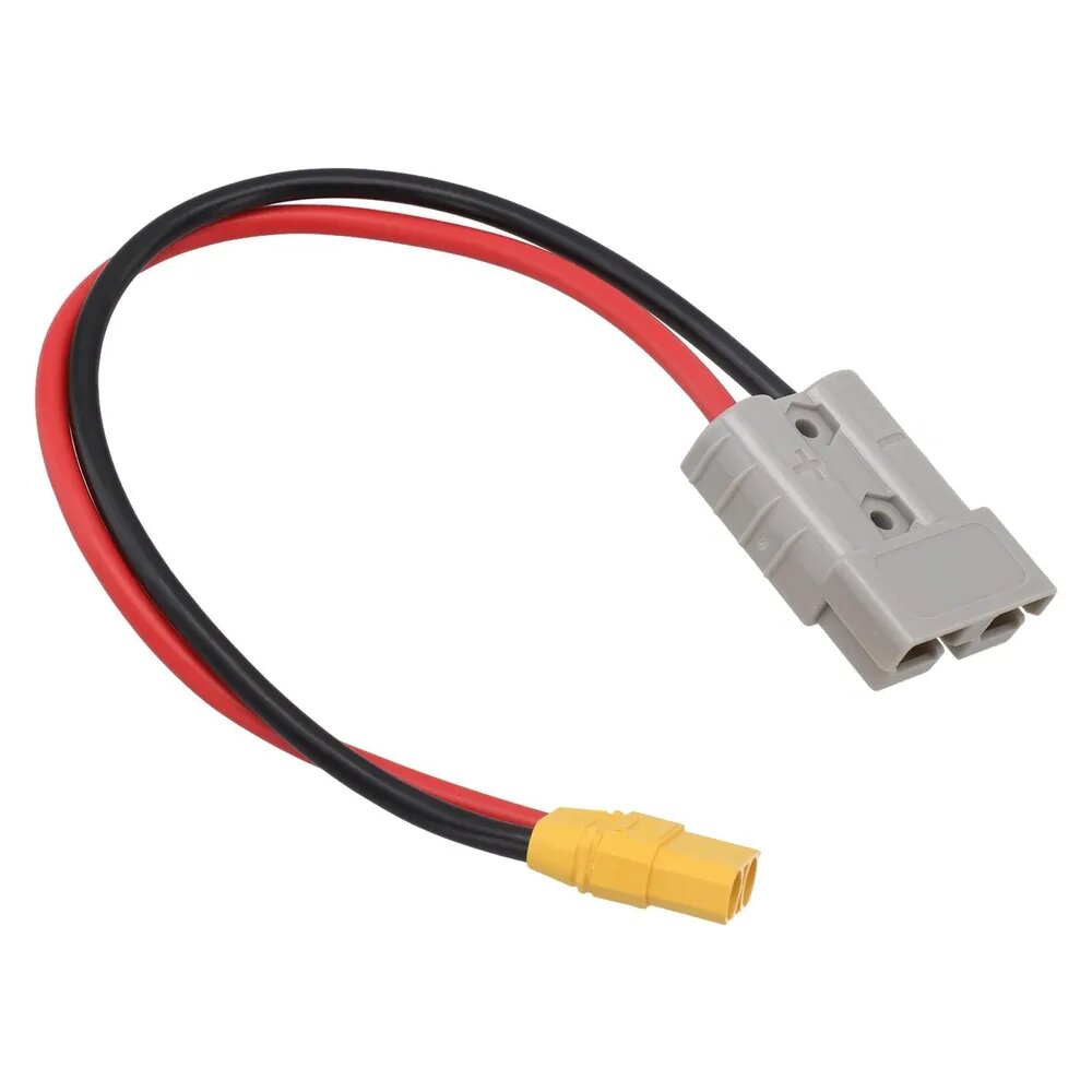Кабель адаптер XT90 50A 600V 30см 10AWG, переходник для солнечных панелей, электромобилей, RC моделей, медь с лужением, серый/черный/красный