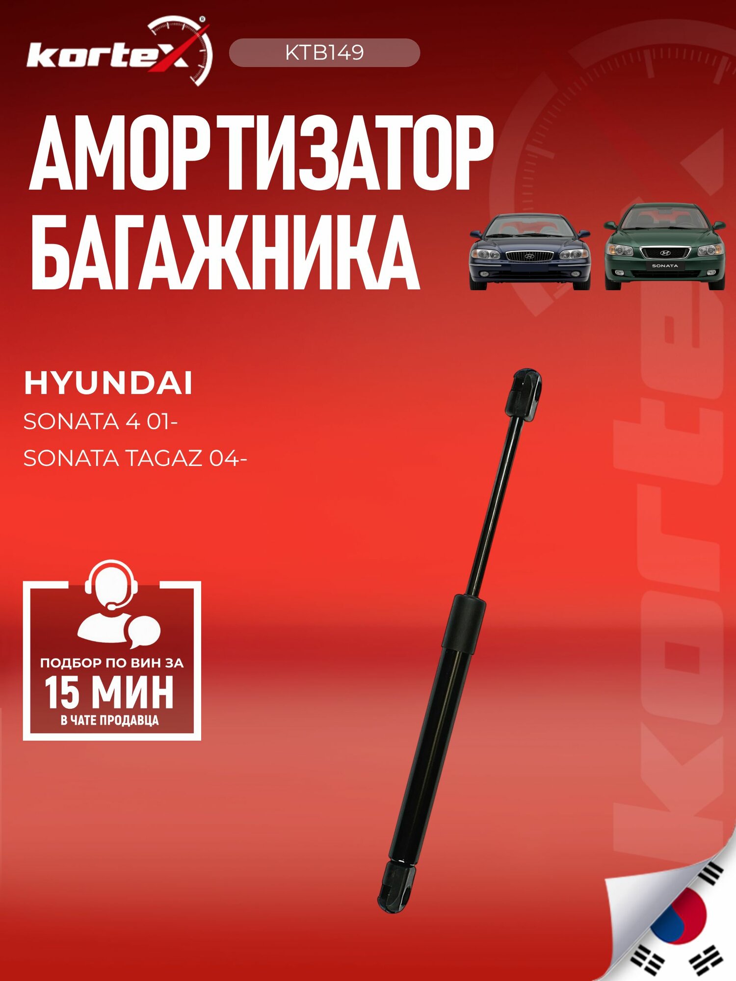 Газовый упор багажника Hyundai Sonata Хендай Соната, Volvo S40 Вольво S40 GS1739, 817713D002, 817713D001