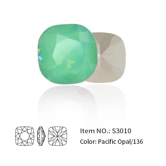 Стразы квадратные из горного хрусталя 8-18 мм 18mm-5pcs, Pacific Opal