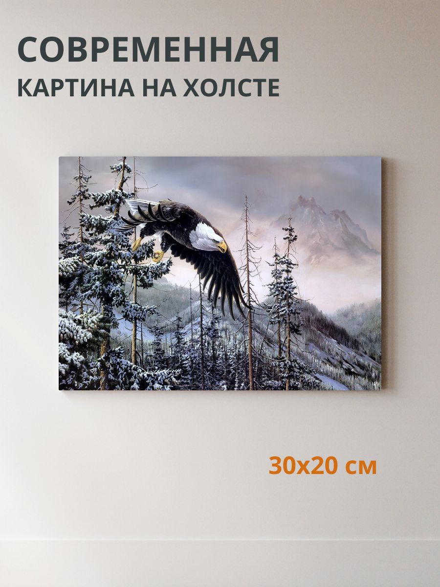 Картина на холсте Орел в полёте 30x20 см
