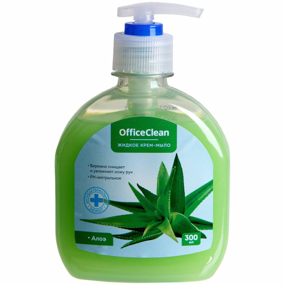 Мыло-крем жидкое OfficeClean "Алоэ антибактериальное", с дозатором, 300мл (319532)