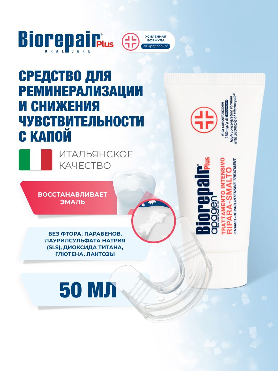 Зубная паста для снижения чувствительности зубов с капой Biorepair Desensitizing Enamel Repairer, 50 мл