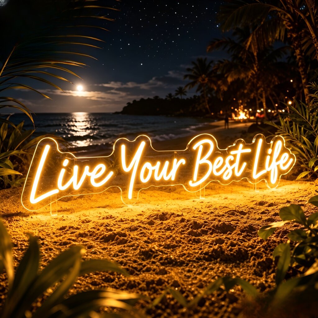 Неоновая светодиодная вывеска с надписью Live Your Best Life для декора стен в спальню и гостиную, USB-питание, золотисто-желтый, 12 дюймов (6 букв)