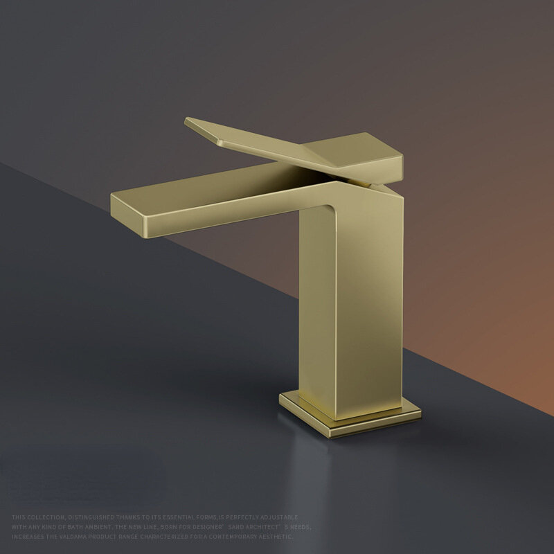Смеситель для раковины Muku Sanitary Ware, минималистичный квадратный, полностью медный, для горячей и холодной воды, серия K, высокий, цвет оружейной стали