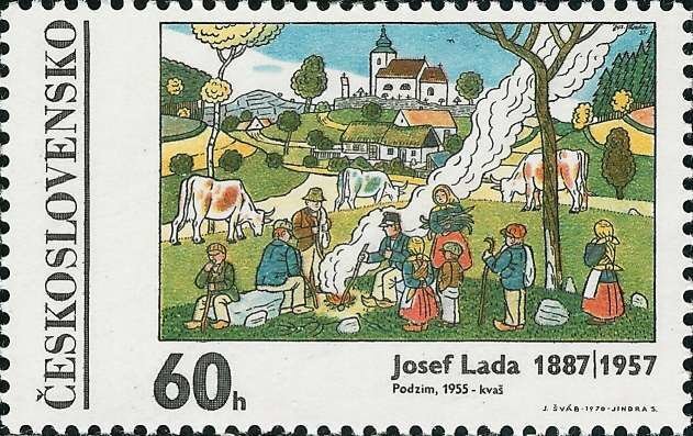 (1970-020) Марка Чехословакия "Осень" Картины чехословацкого художника Йозефа Ла III