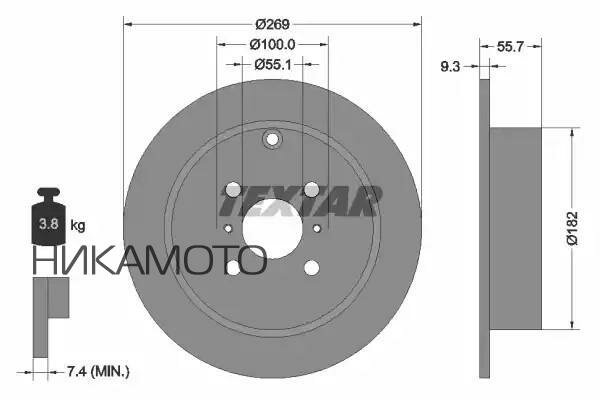 TEXTAR 92126203 92126203 диск тормозной задний!\ Toyota Corolla/Yaris all 99>