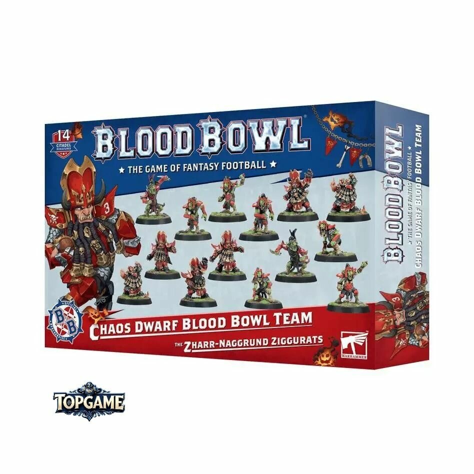 Миниатюры для настольной игры Blood Bowl Chaos Dwarf Blood Bowl Team: The Zharr-Naggrund Ziggurats, набор для сборки, 16 фигурок, для настольного футбола