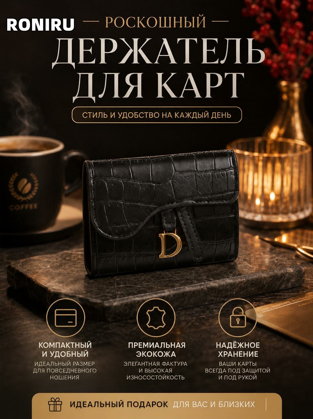 Роскошный держатель для карт, компактный короткий кошелек для стильного хранения и удобного повседневного ношения