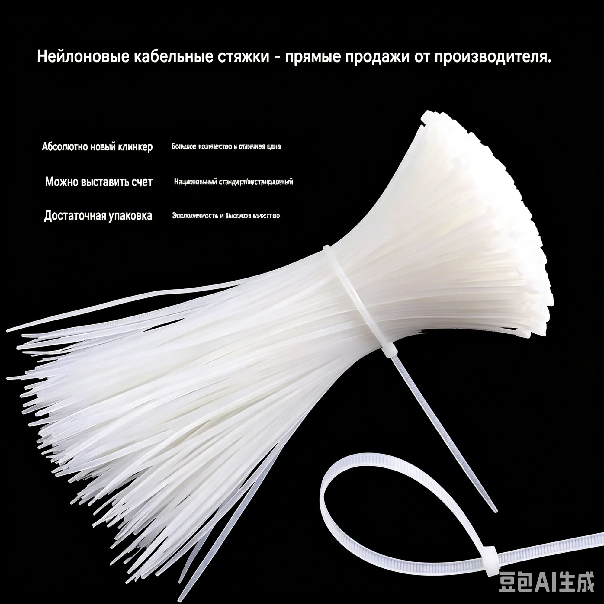 Нейлоновая кабельная стяжка, белая пластиковая пряжка для крепления кабельной стяжки, длина 25 см, 100 штук