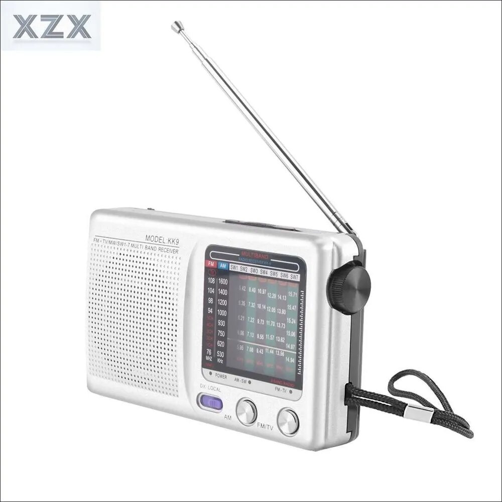 Портативная радиостанция AM / FM SW для использования в помещении, на улице и чрезвычайных ситуациях Радиоприемник с динамиком разъемом наушников, серебристый
