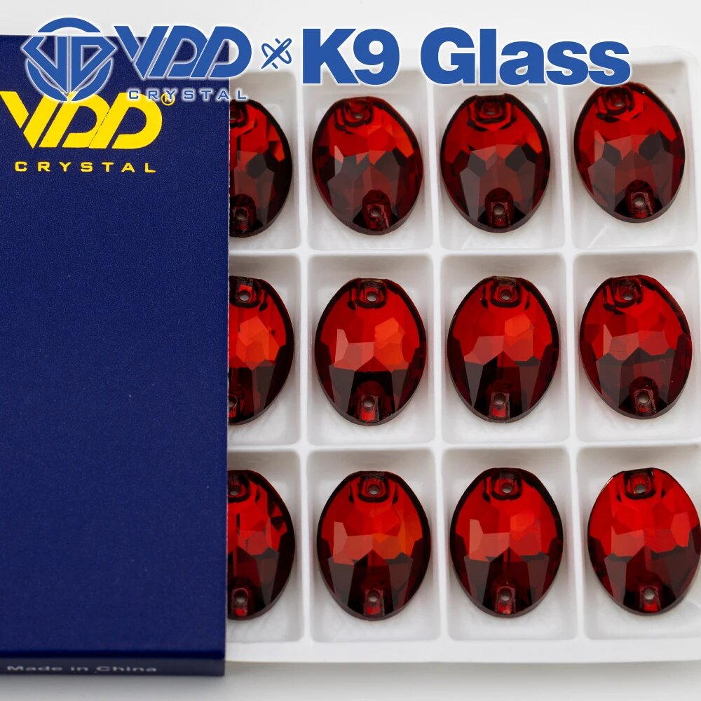 Стразы VDD стеклянные овальные Красный, 13x18mm - 24Pcs, Garnet