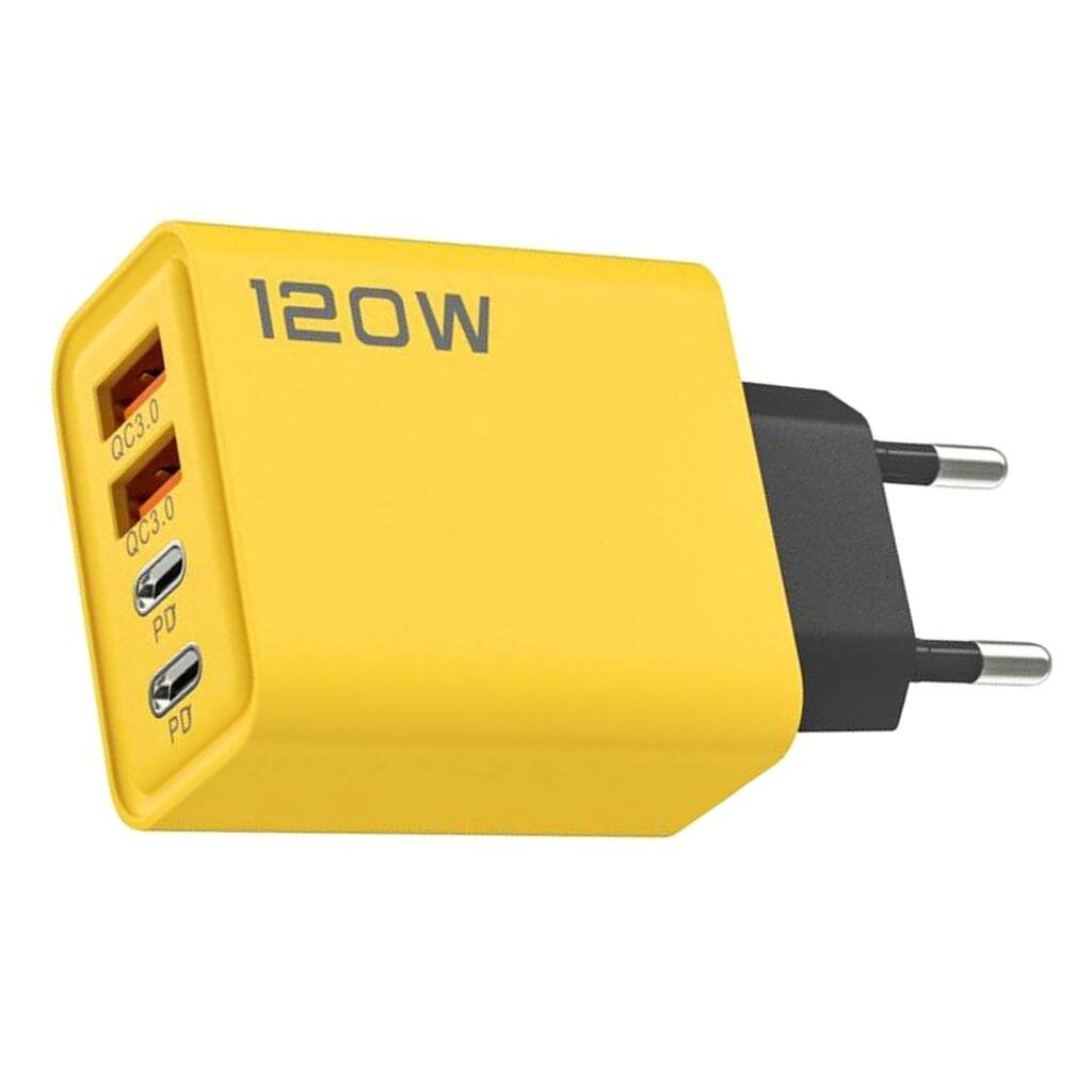 120W Быстрая зарядка 4-портовый USB-зарядник QC3.0 Type C 2 PD, EU