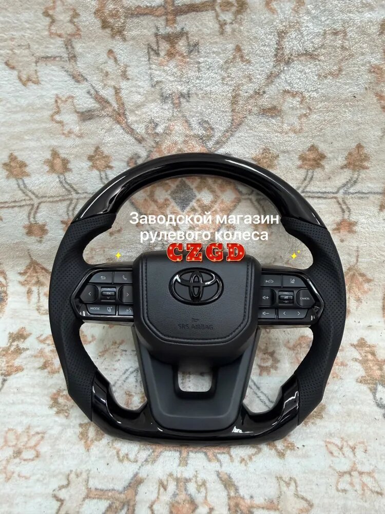 Руль спортивный LC300 дерево черный глянец для Toyota Avensis T250 09-13, Land Cruiser 200 07-17, Prado 150 09-17, RAV4 XA30 05-12