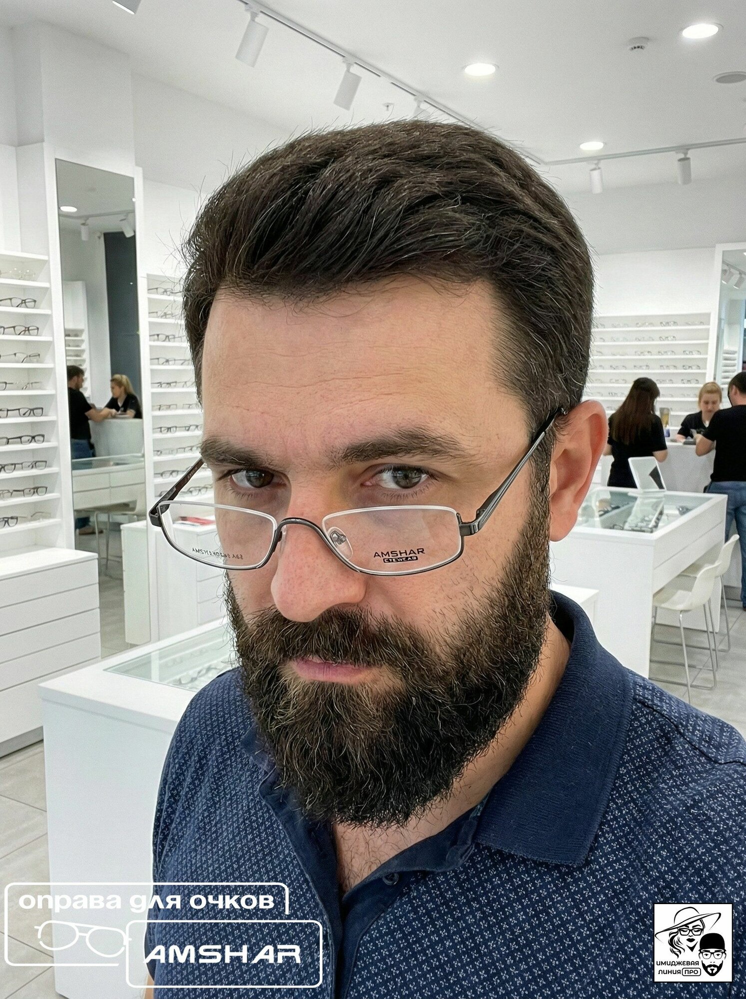 Оправа Amshar Eyewear 8713, классическая, металлическая, серая