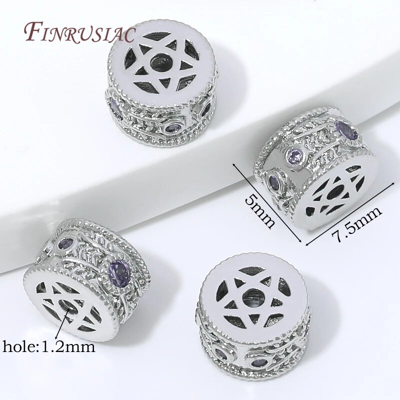 Металлические разделительные бусины FINRUSIAC золотые 18К с Серебряный, 8 pieces, Rhodium Plated
