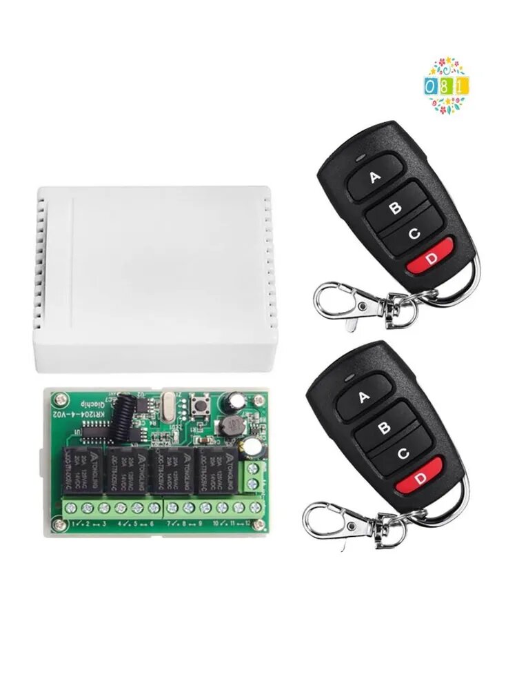 (B P J Z) DC12V 24V 4CH Переключатель дистанционного управления 433M Прием Четырехходовой релейный модуль