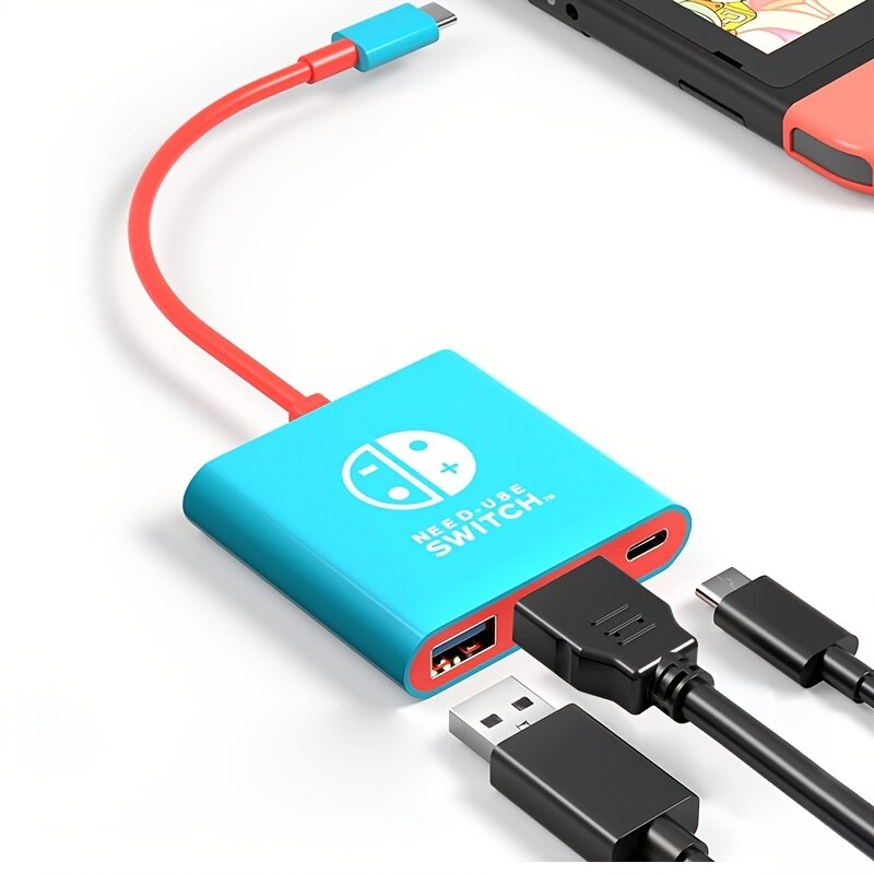 3-в-1 USB-C хаб адаптер с HDMI 4K30 Гц, PD быстрая зарядка, для ноутбука и док-станции Switch, синий