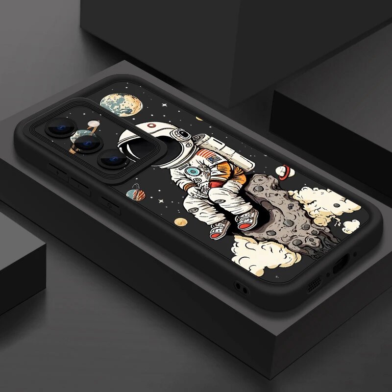 Милый чехол для телефона с рисунком космонавта для Samsung Galaxy Галакси А57, Черный, B369 Black