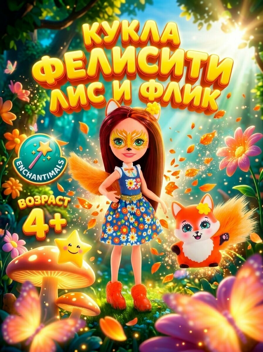 Кукла со зверюшкой Enchantimals Фелисити Лис и Флик FXM71