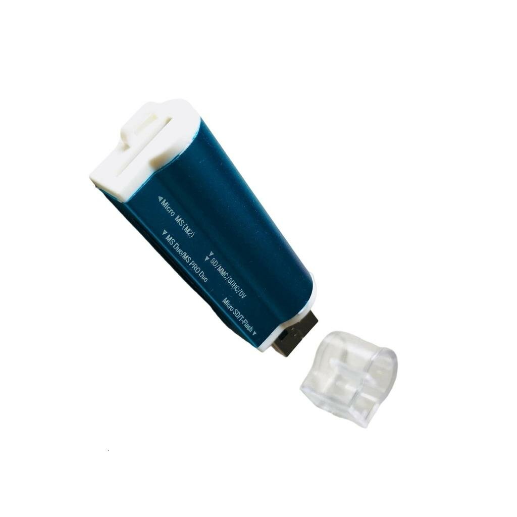 Картридер USB 2.0 для MicroSD, MS, M2, Синий