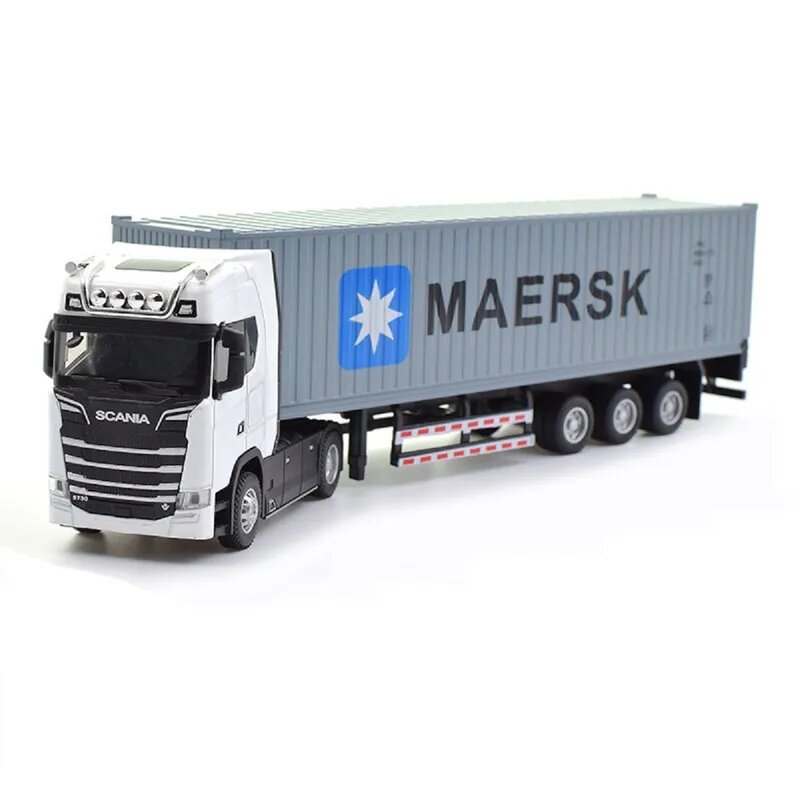 Модель тягача Scania с прицепом-контейнером, инерционный, фотоакустический, -hj