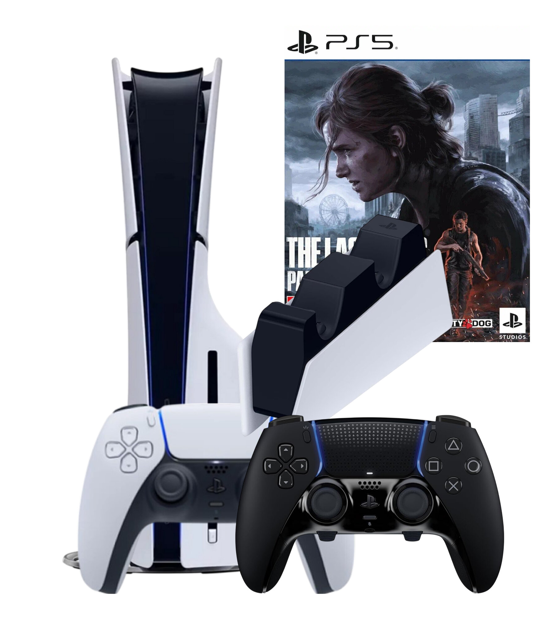 Игровая приставка PlayStation 5 Slim Disk + The Last Of Us ll+ Dualsense Charging Station+Dualsense Edge Black