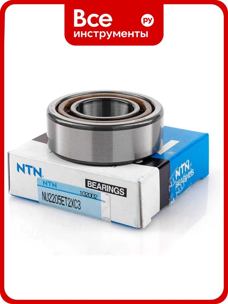 Подшипник NTN NU2205ET2XC3, роликовый, однорядный, открытый, усиленный, 25x52x18 мм