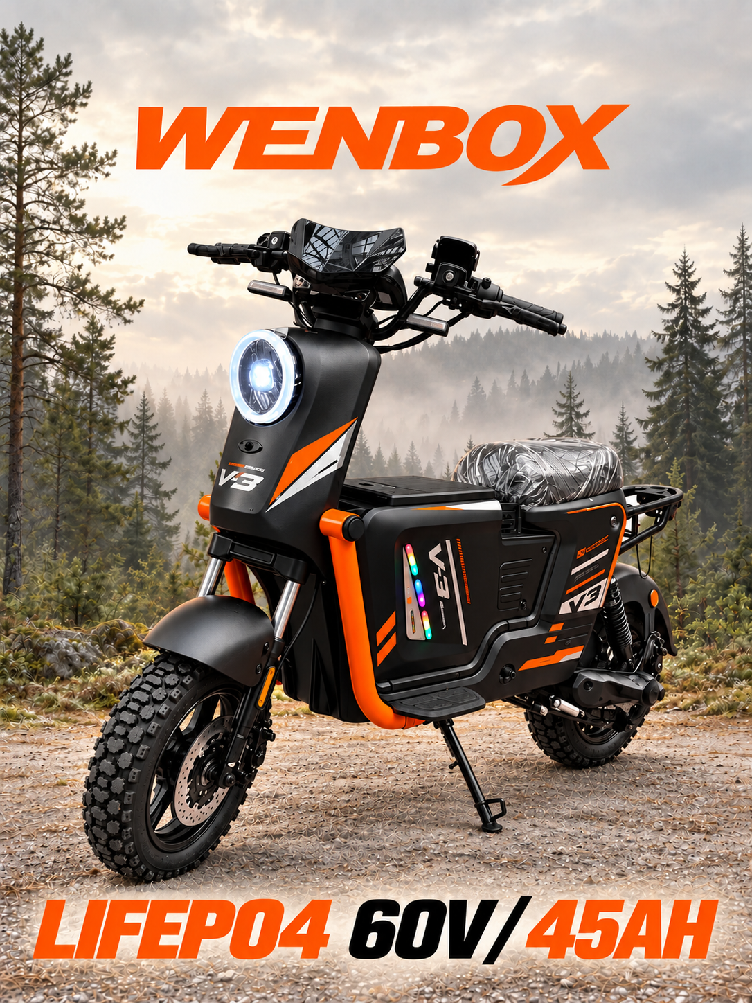 Скутер Wenbox V3 для взрослых, АКБ 45 А·ч — комфортные поездки каждый день