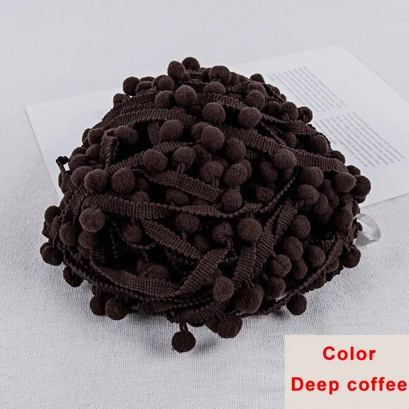 Тесьма с помпонами, deep coffee, 20 ярдов