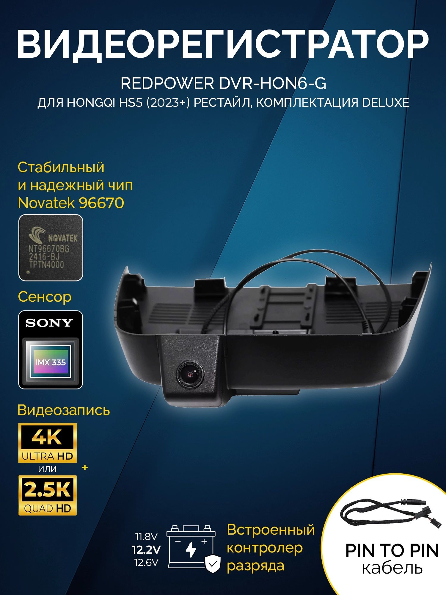 Штатный видеорегистратор Redpower DVR-HON6-G для для Hongqi HS5 (2023+) рестайлинг (комплектация Deluxe)