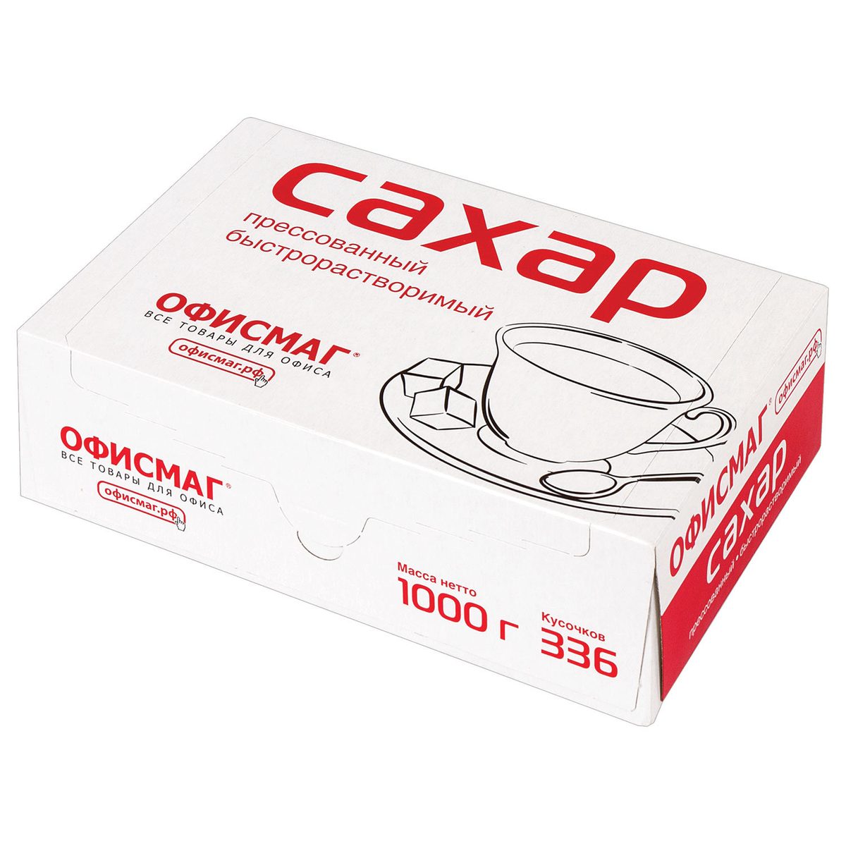 Сахар-рафинад Офисмаг, 1кг (336 кусочков, размер 12х14х15мм), картонная упаковка (620683), 1шт.